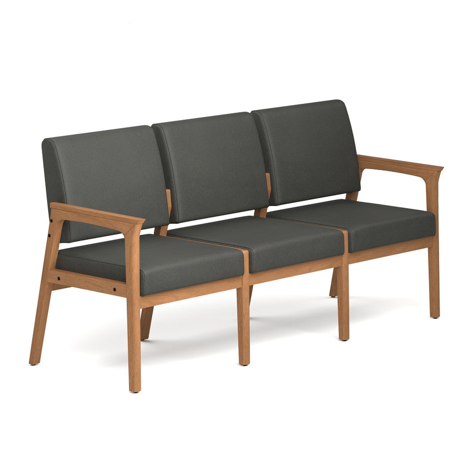 Aiden 3-Seater Guest Chair with Solid Hardwood Construction & Half Arm ...