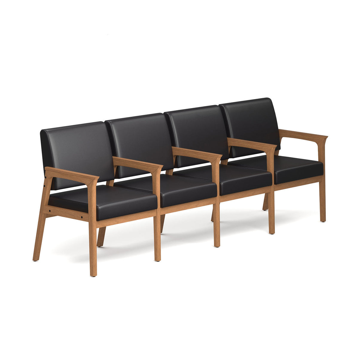 Aiden 4-Seater Guest Chair with Full Arm & Solid Hardwood Construction ...