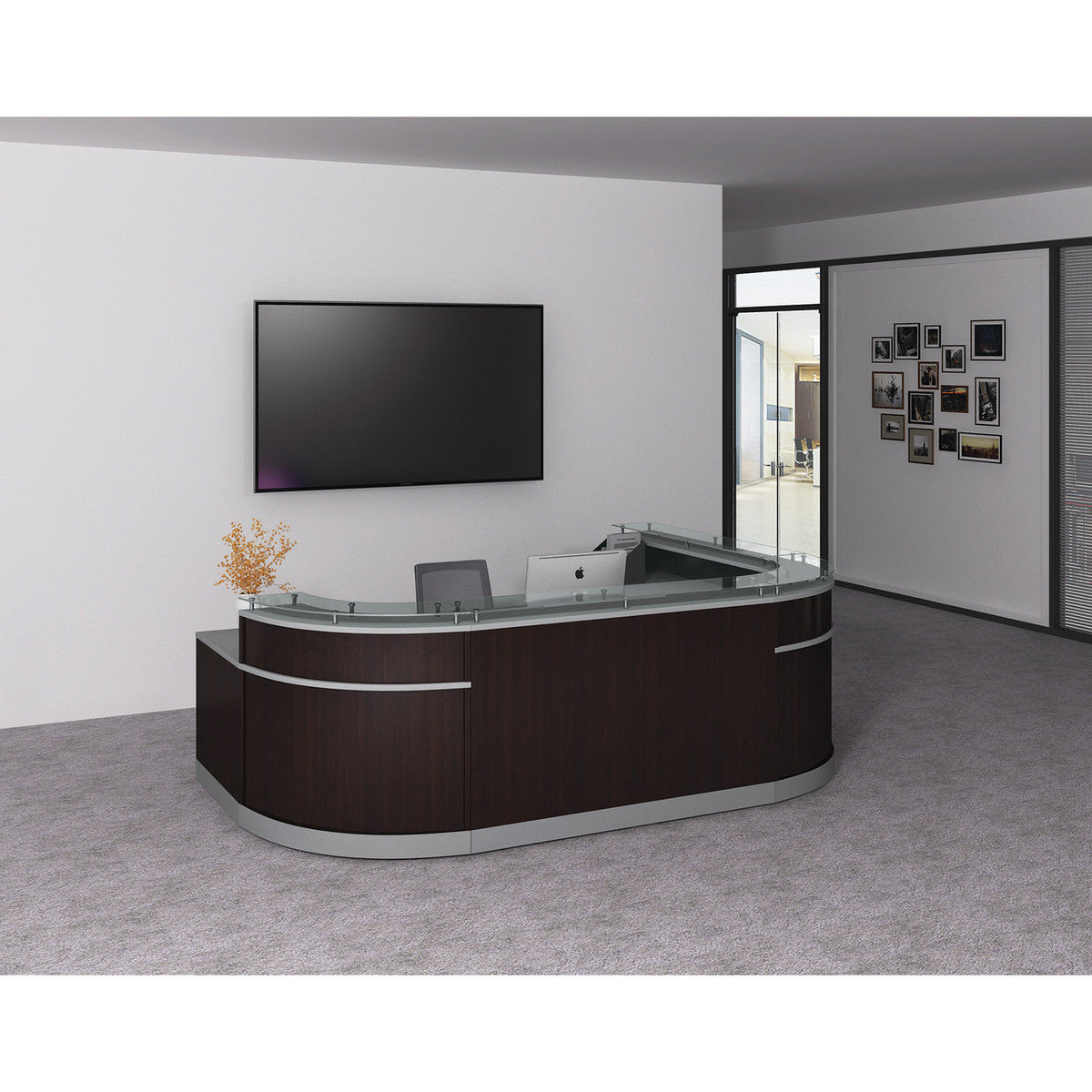 Cosmo U Shape Reception Desk with Curved Glass Top (COSMO5) – Office ...