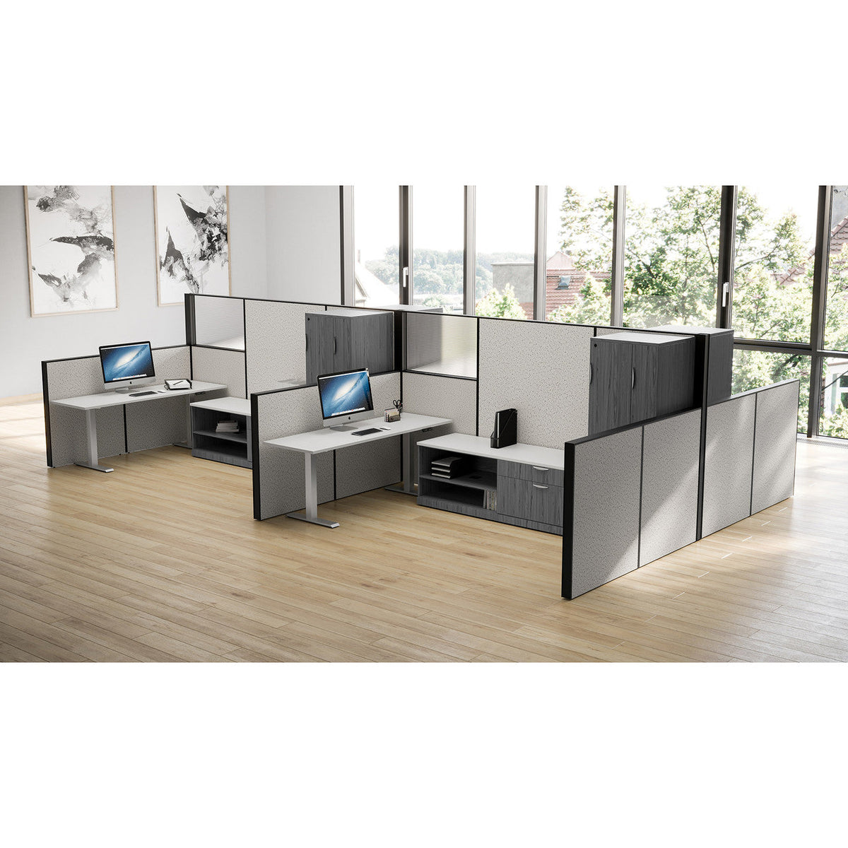 OS Collaborative Workstation Cubicle with Privacy Panels – Modern ...