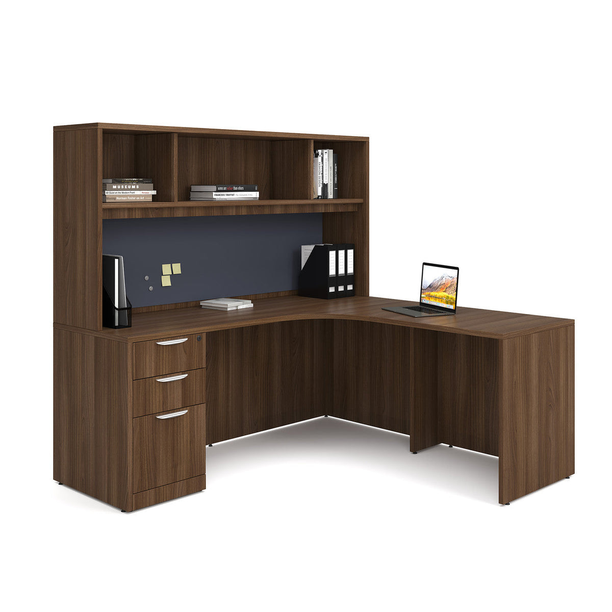 OS Laminate L Shape Executive Desk with Deluxe Full Pedestal & Open ...