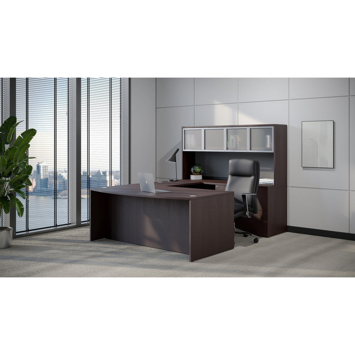 OS Laminate U Shape Executive Desk with Drawers & Hutch (OSTYP322 ...