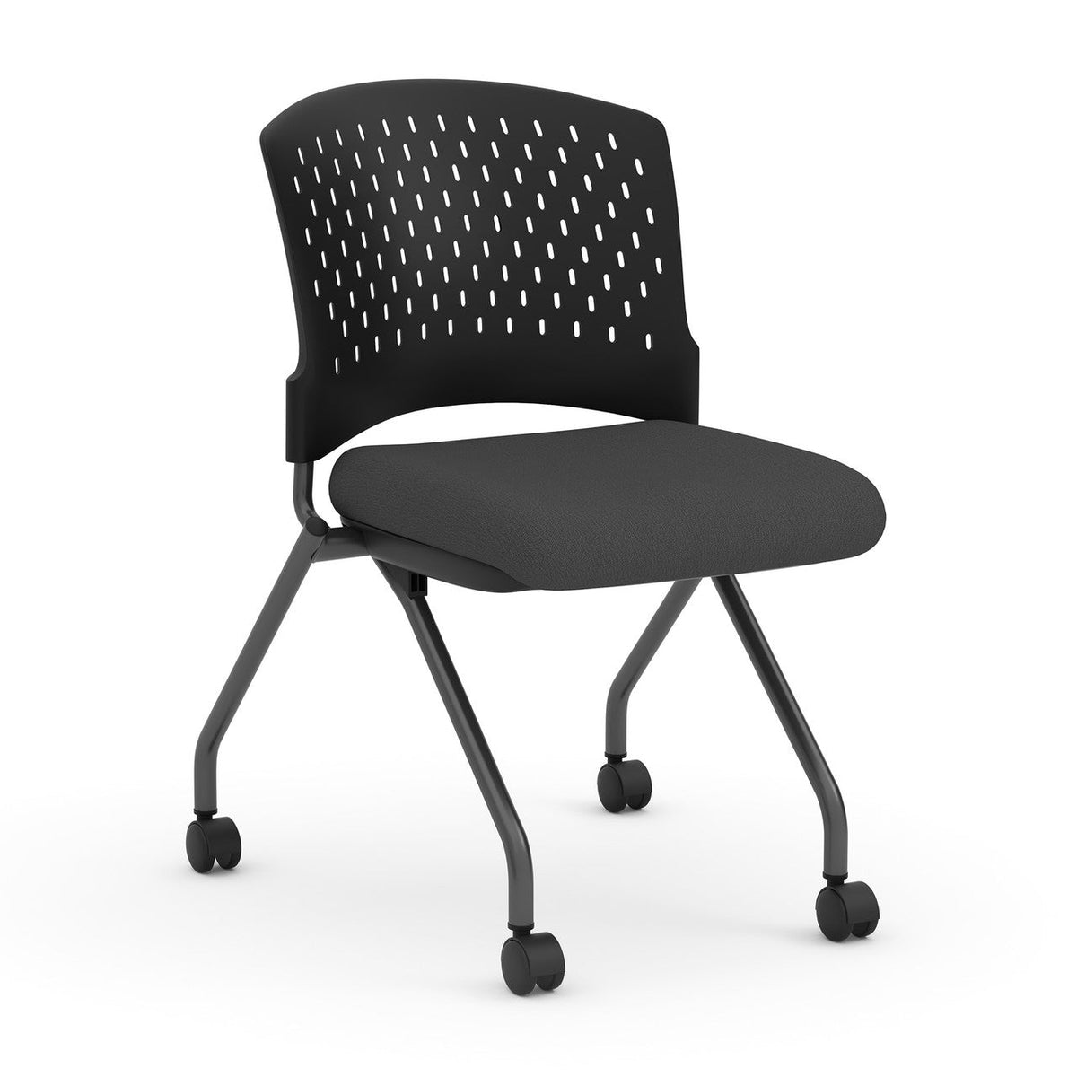 Perch Armless Nesting Chair with Casters, Titanium Frame & Fabric Seat ...