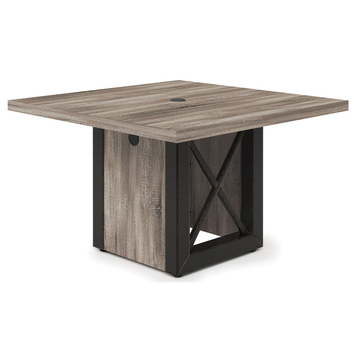 Riveted Metal Framed Industrial Square Conference Table with Metal X ...