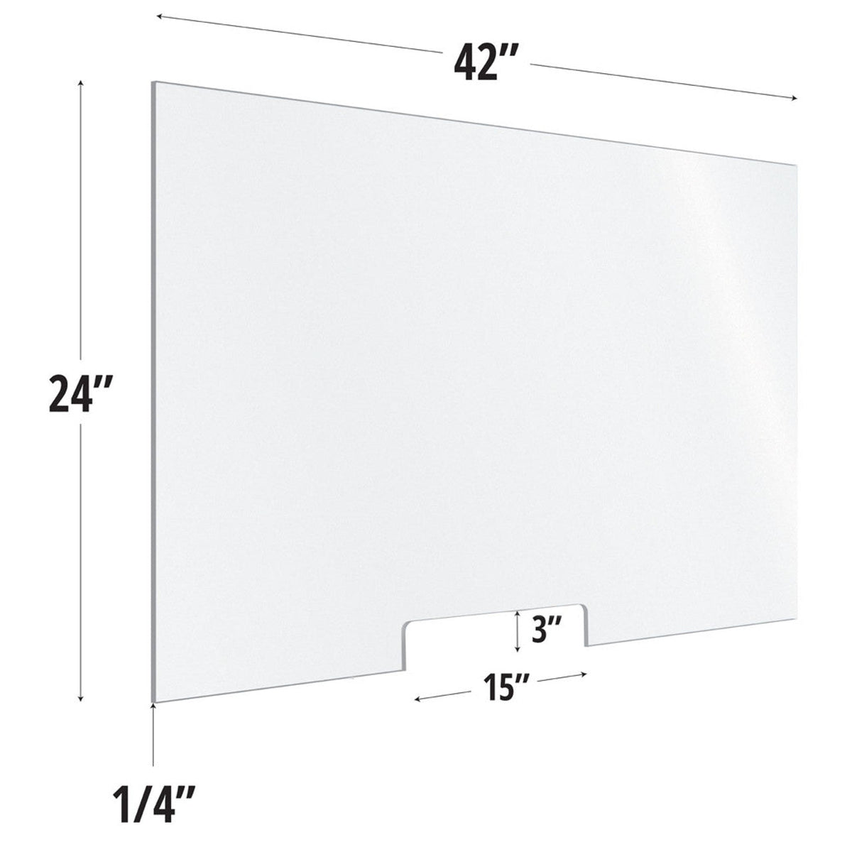 SafeGuard Barrier Clear Acrylic Screen with Transaction Cutout - 42"W x ...
